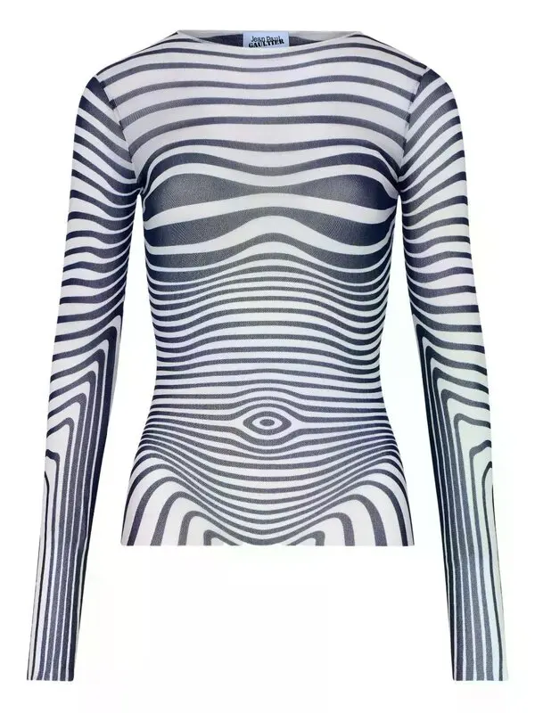 JEAN PAUL GAULTIER Long-sleeve Top With Morphing Stripes - White