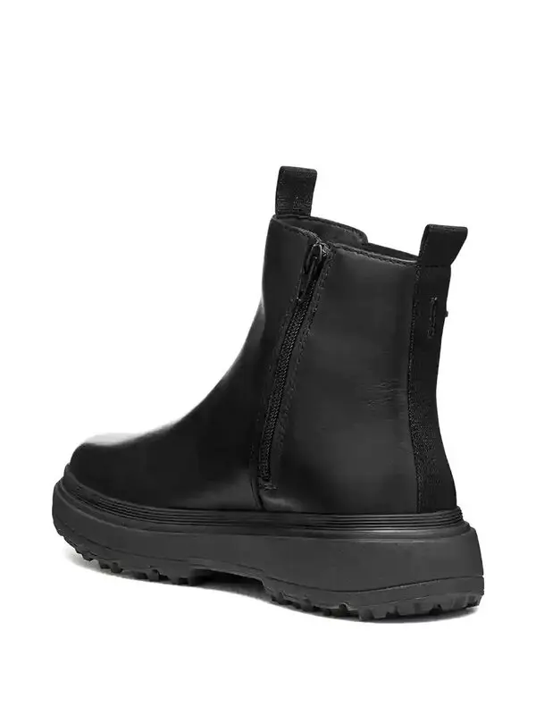 Geox Leather Chelsea Boots With Double Pull-tab And Flat Rubber Sole