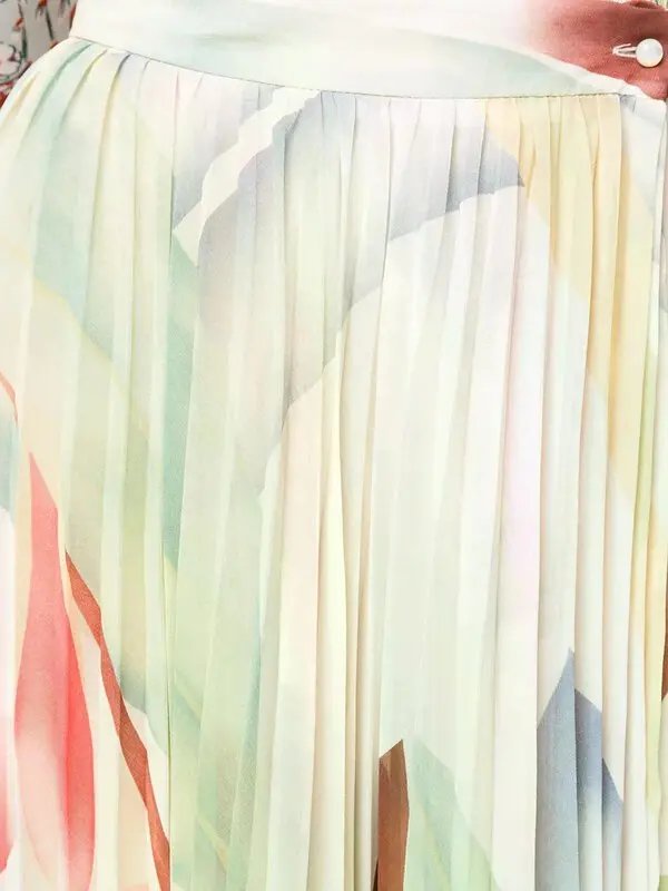 Etro Pleated Maxi Skirt With Foliage Print