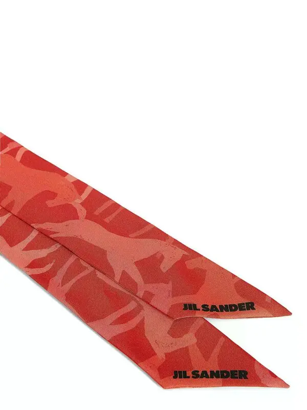 JIL SANDER Horse-print Logo Bandeau Scarf - Red