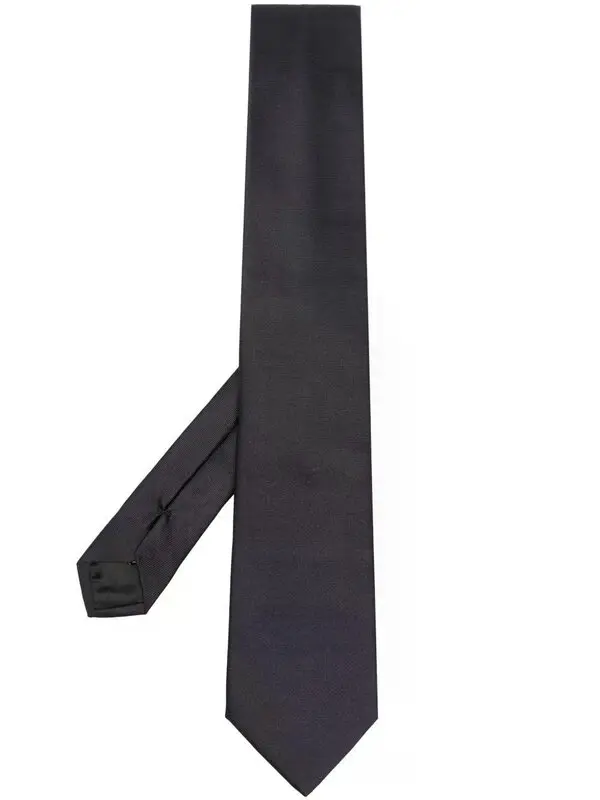 Emporio Armani Patterned Jacquard Silk Neck Tie - Black