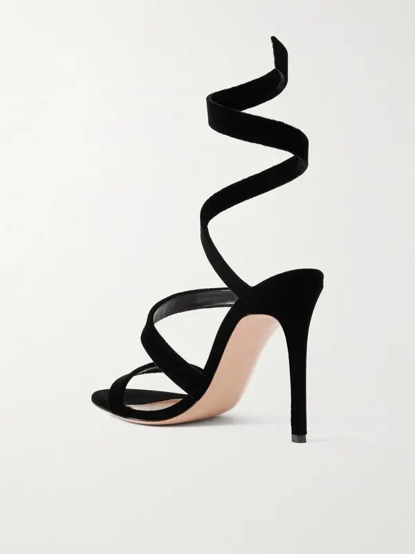 GIANVITO ROSSI Opera 105 Velvet Sandals - Black