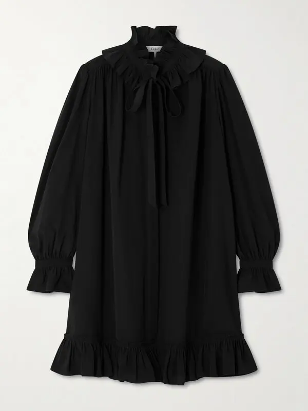 Chloé Organic Silk-crepe Ruffled Mini Dress