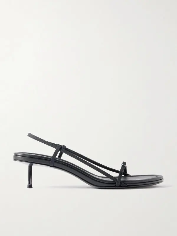 ST. AGNI Petite Belt Recycled-twill And Leather Slingback Sandals - Black