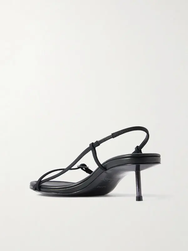 ST. AGNI Petite Belt Recycled-twill And Leather Slingback Sandals - Black