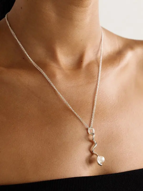 Agmes Teneille Sterling And Pearl Necklace
