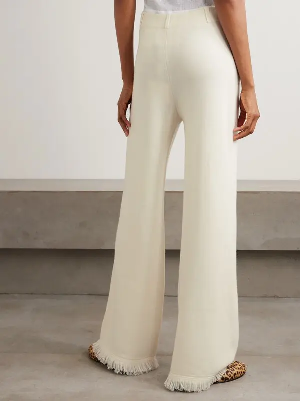 Arch4 Storme Organic Wool & Cashmere Blend Wide-leg Frayed Hem Trousers