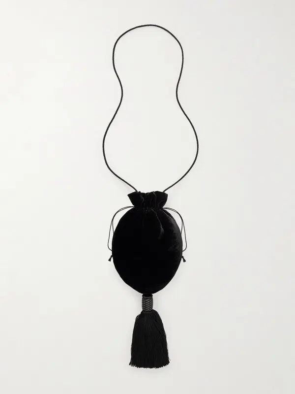 Le Sundial Lee" Tasseled Velvet Shoulder Bag