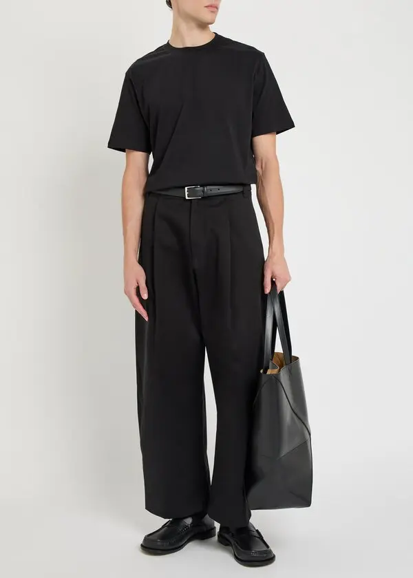 Studio Nicholson Peached Pleated Wide-leg Cotton-twill Trousers