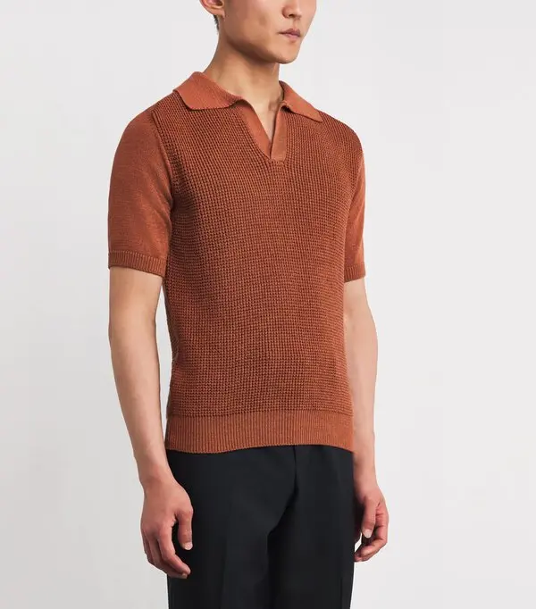 Isaia Silk-cotton Knit Polo Shirt