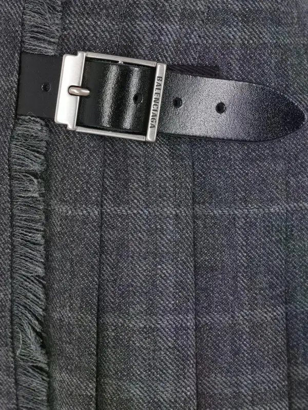 Balenciaga Pleated Tartan Skirt
