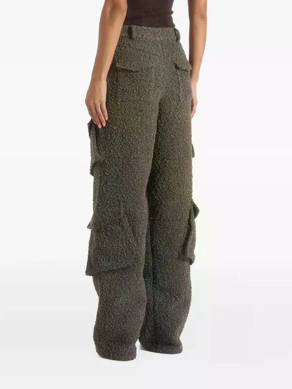 Manière De Voir High-waisted Boucle Denim Cargo Trousers