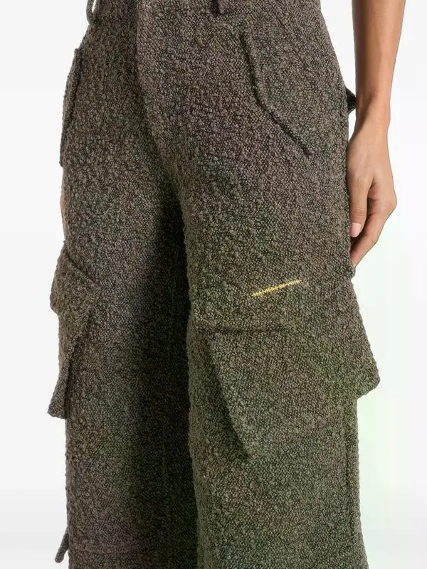 Manière De Voir High-waisted Boucle Denim Cargo Trousers
