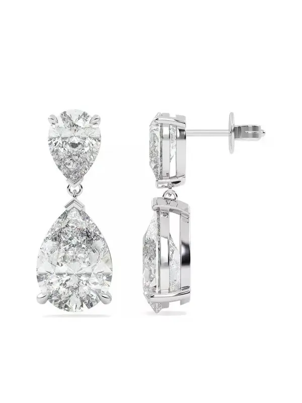 TILLA 14kt White Gold Pear-cut Diamond Drop Earrings