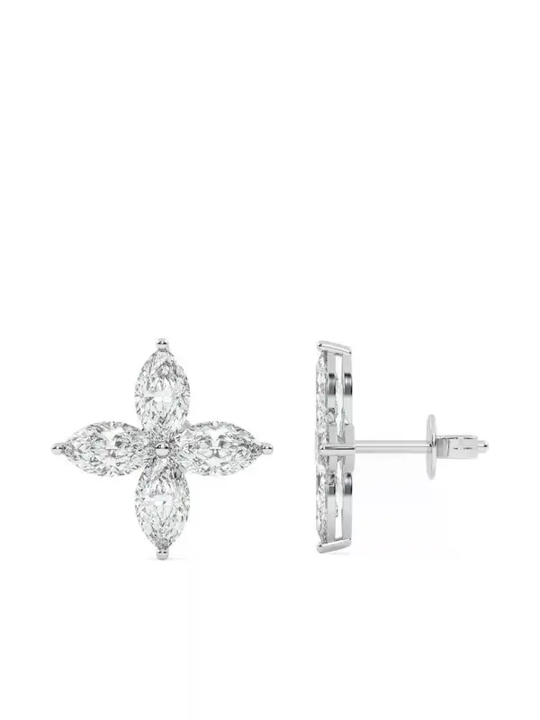 TILLA 14kt Marquise-cut Diamond Earrings - Silver