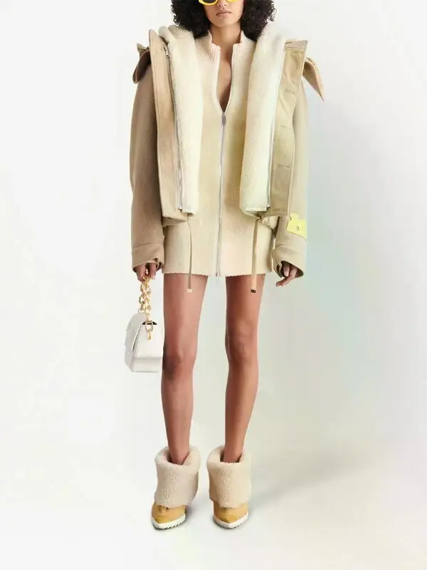 Off-White Hooded Short Parka Coat - Neutrals