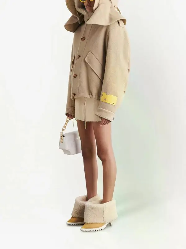 Off-White Hooded Short Parka Coat
