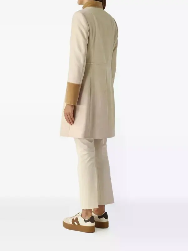 FAY Single-breasted Hook-detail Coat - Neutrals