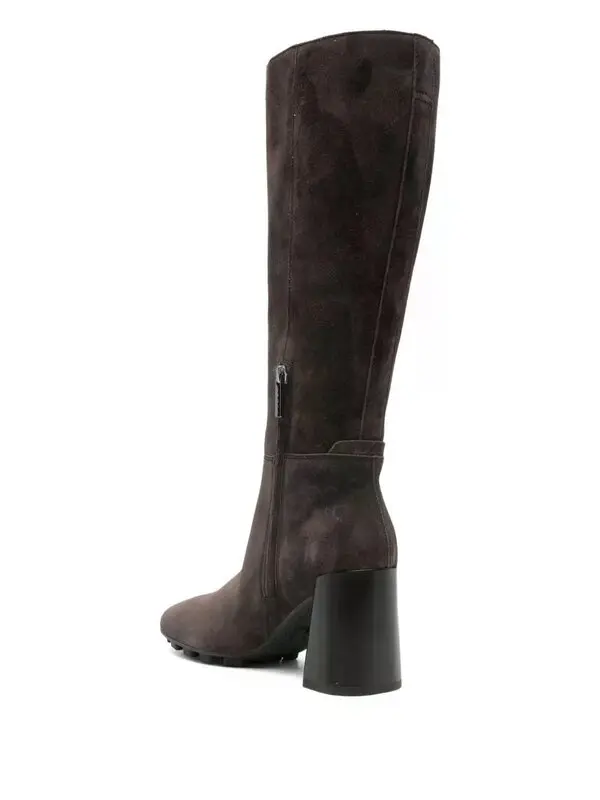 Hogan 90mm Suede Block-heel Knee-high Boots