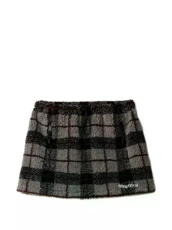 Miu Miu Checked Teddy Miniskirt