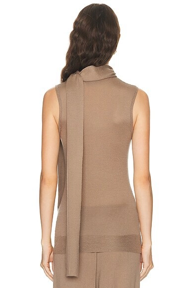 Enza Costa Tissue Cashmere Sleeveless Scarf Sweater - Walnut