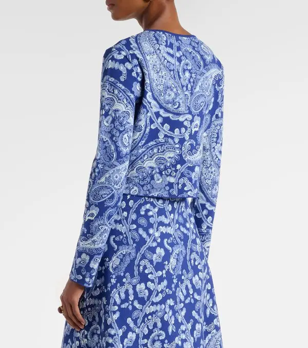 Etro Paisley Cropped Jacquard Cardigan