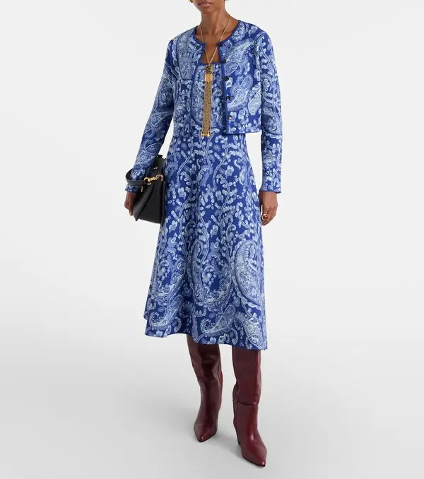 Etro Paisley Cropped Jacquard Cardigan