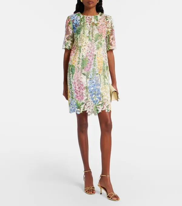 Oscar De La Renta Floral Lace Minidress