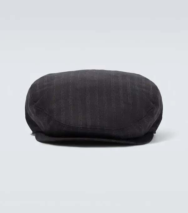 Dolce & Gabbana Striped Wool Newsboy Cap - Black