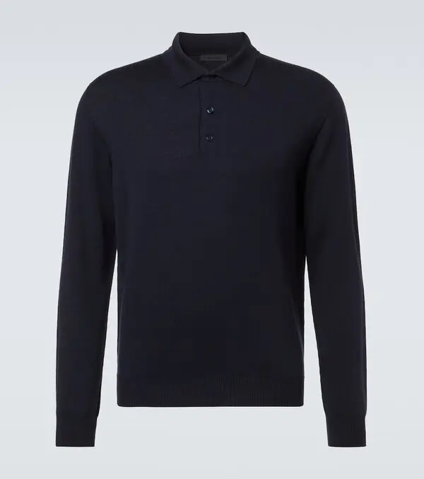 SAMAN AMEL Allen Wool Polo Sweater - Blue
