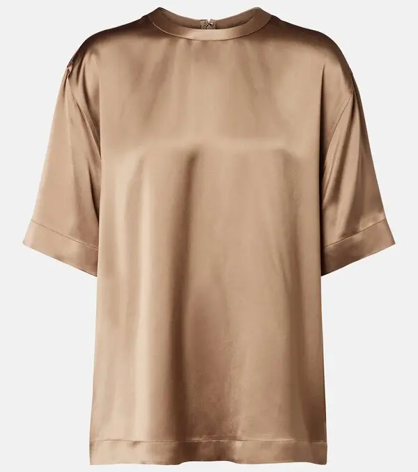 TOTEME Satin T-shirt - Brown
