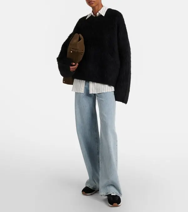 TOTEME Suede-trimmed Sneakers - Black