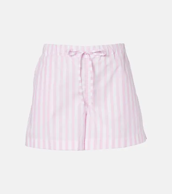 Hunza G Embroidered Striped Cotton Poplin Shorts - Pink
