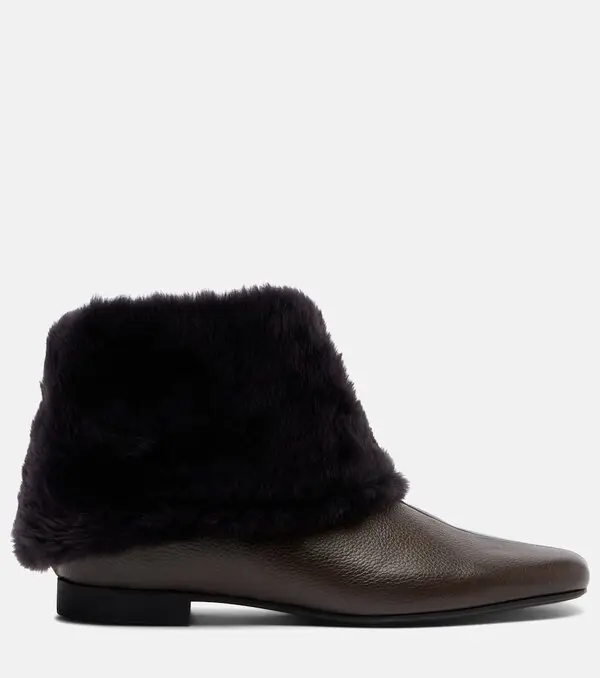 TOTEME Shearling-lined Leather Ankle Boots - Brown