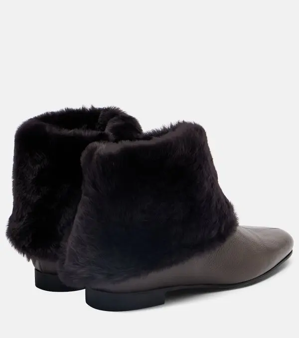 TOTEME Shearling-lined Leather Ankle Boots - Brown