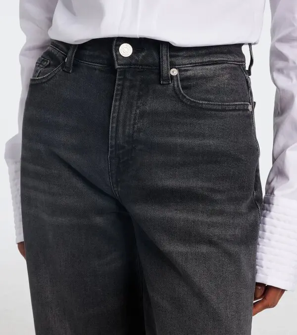 7 For All Mankind Lotta High-rise Wide-leg Jeans - Black