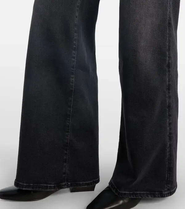 7 For All Mankind Lotta High-rise Wide-leg Jeans - Black
