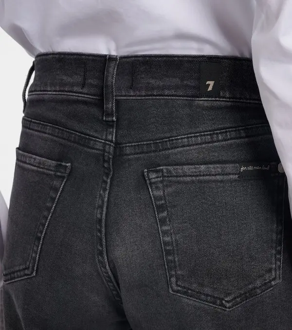 7 For All Mankind Lotta High-rise Wide-leg Jeans - Black