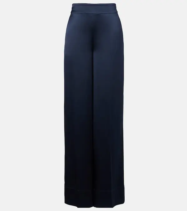 JOSEPH Dijon Silk Satin Wide-leg Trousers - Blue