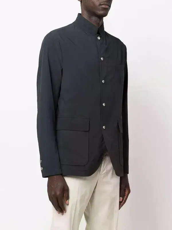 Eleventy Single-breasted Band Collar Jacket