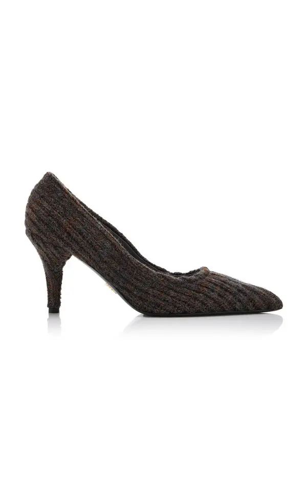 Prada Wool Knit Pointed Toe High Heel Pumps