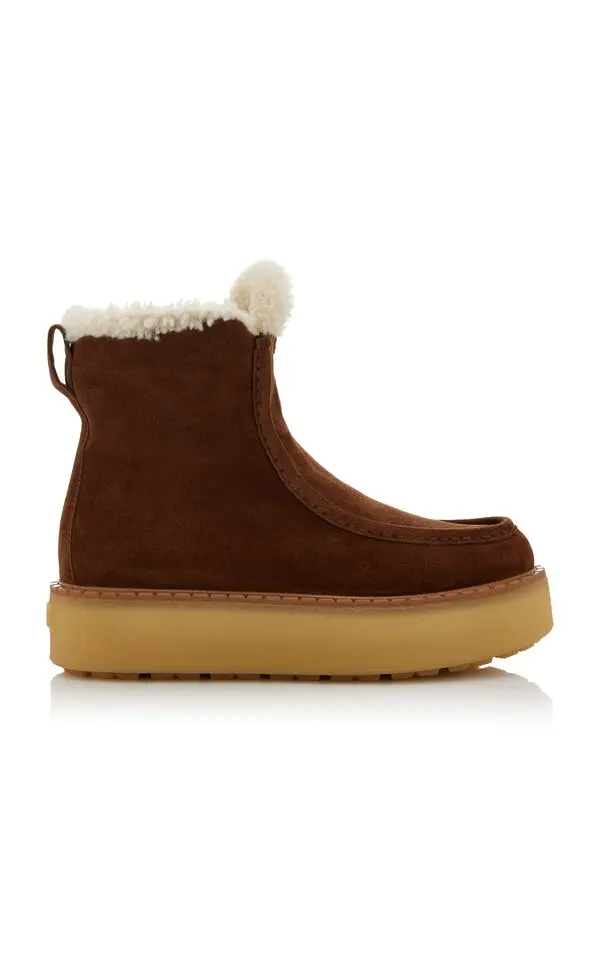 Prada Shearling Lined Suede Ankle Boots