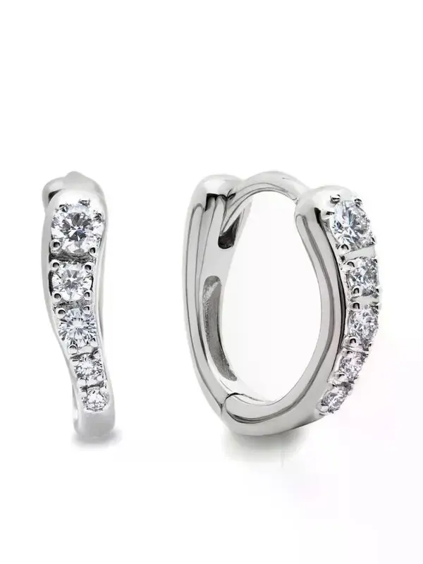 Monica Vinader Tone Diamond Embellishment Huggie Earrings - Silver