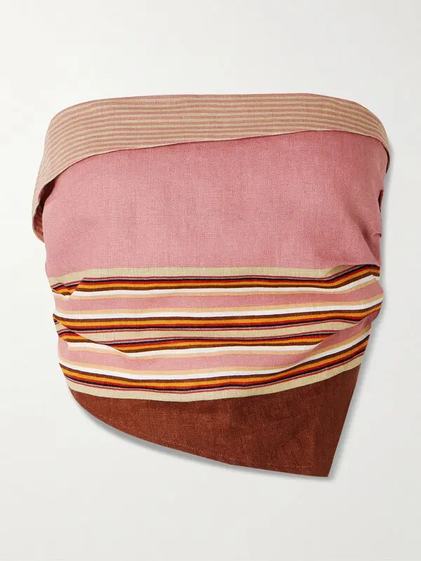 Faithfull The Brand Ebbe Shirred Striped Linen Bandeau Top - Multi