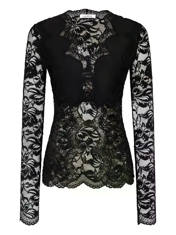 Rabanne Lace Long-sleeve Blouse - Black