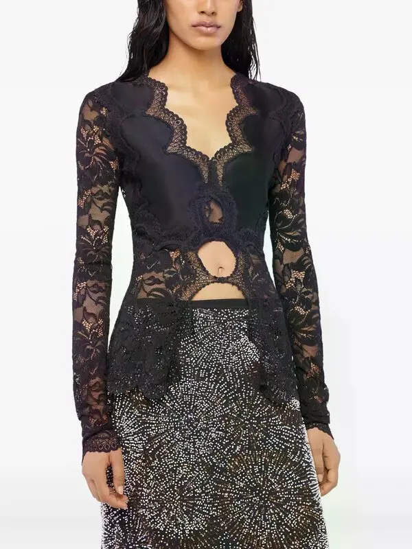 Rabanne Lace Long-sleeve Blouse - Black