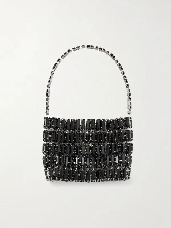 Saint Laurent Evening Micro Crystal-embellished Chainmail Shoulder Bag - Black