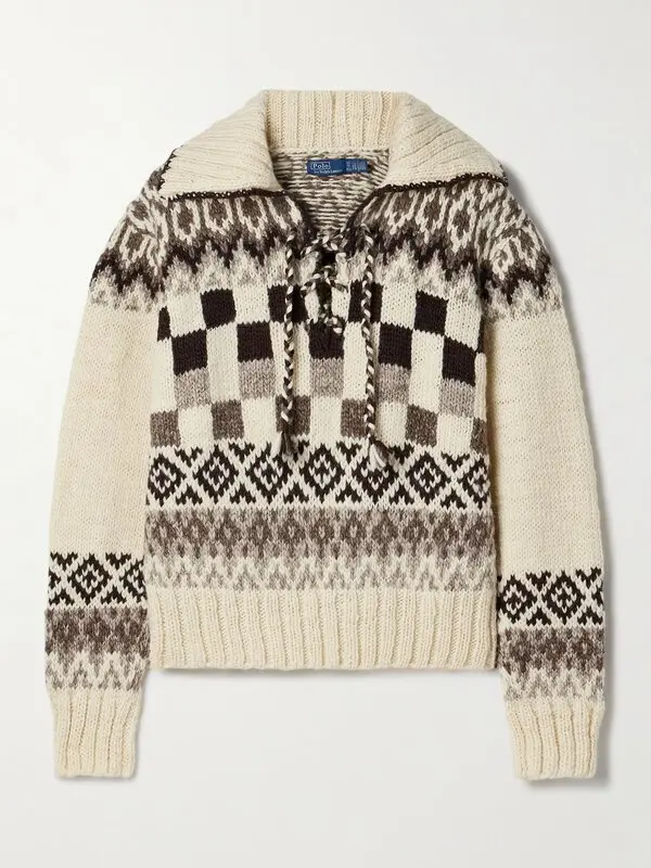 Polo Ralph Lauren Fair Isle Wool Lace-up Sweater - Multi