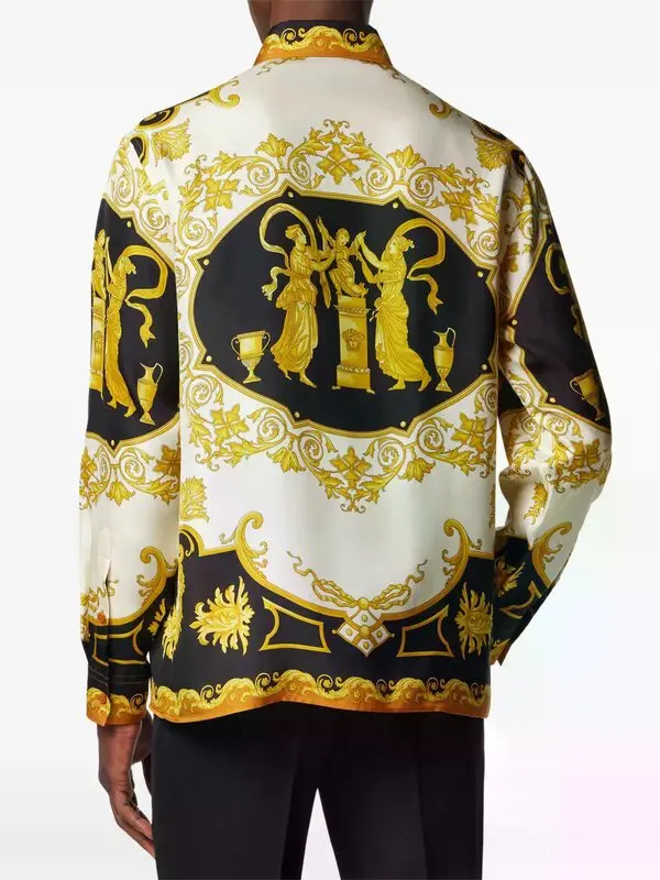 Versace Baroque-patterned Silk Shirt - Black