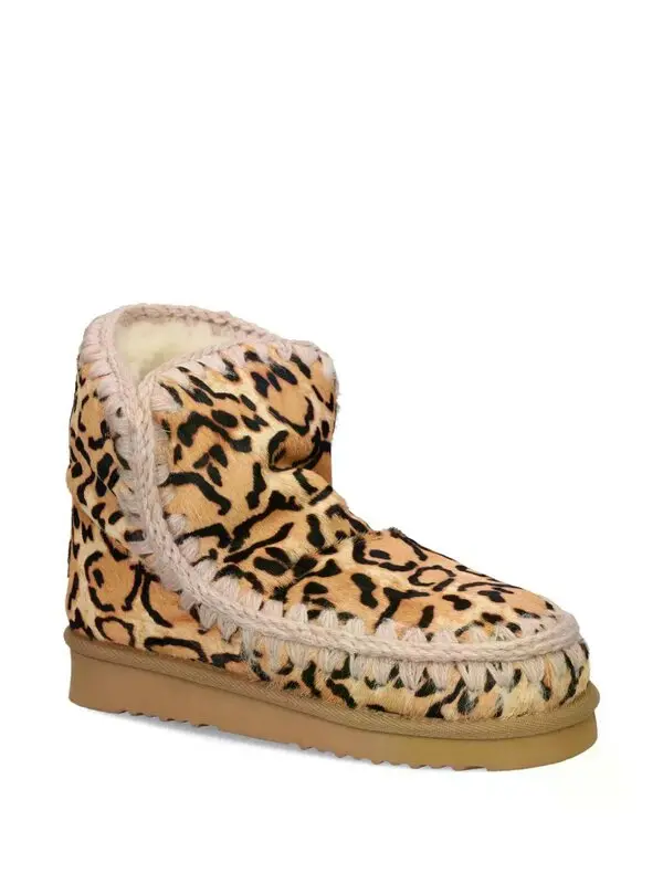 Mou Animal-print Shearling Trim Ankle Boots